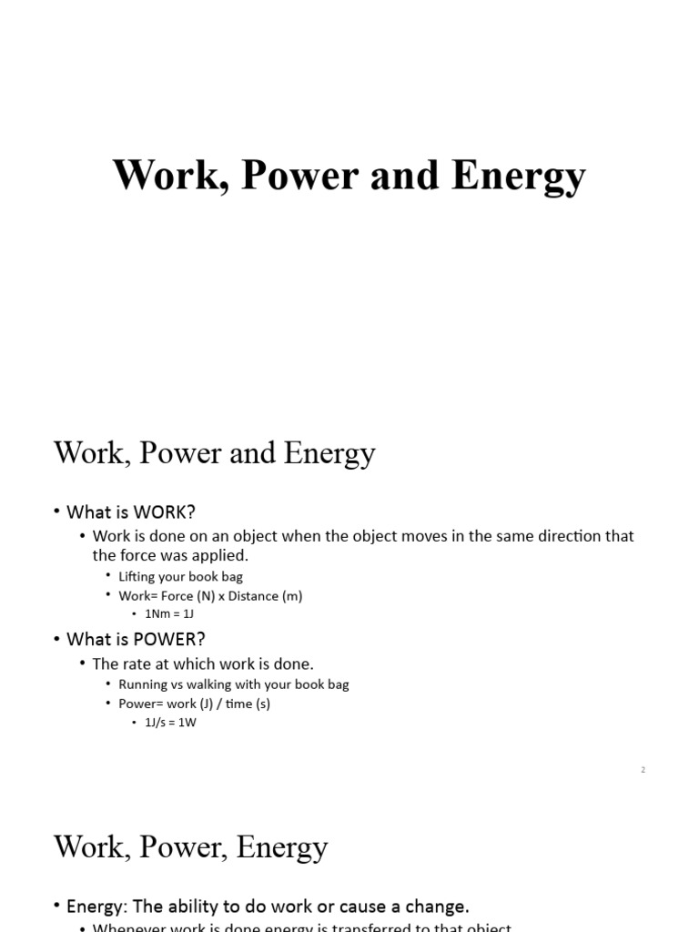 24-Work, Power and Energy | PDF | Potential Energy | Gravity