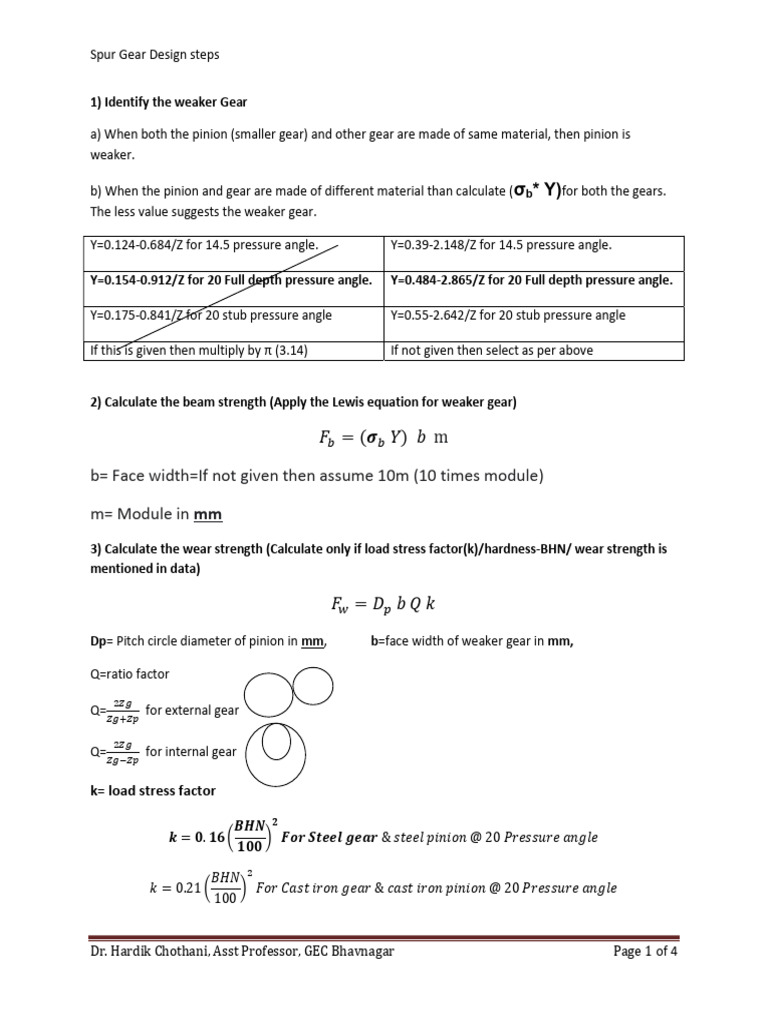 Spur Gear Design Steps | PDF | Gear | Machines