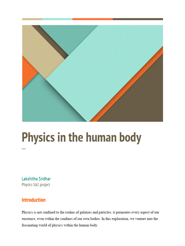 Physics in Human Physiology | PDF | Biomechanics | Force