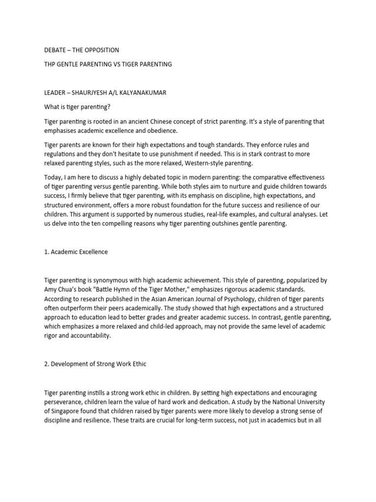 Tiger vs. Gentle Parenting Debate | PDF | Disciplines | Psychological ...