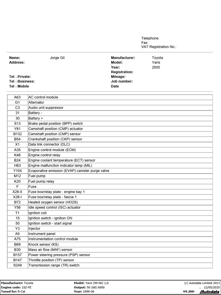 1SZ-FE Engine Diagram for Toyota Yaris | PDF | Engines | Vehicle Technology
