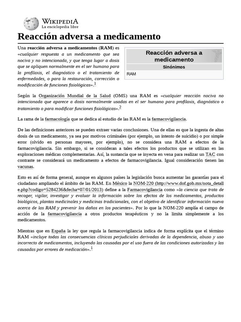 Reacción Adversa A Medicamento | PDF | Cuidado de la salud | Farmacología