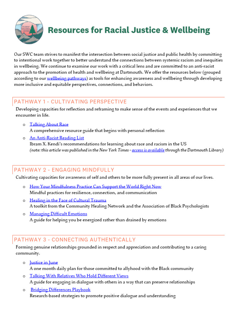 Racial Justice and Wellbeing Resource Guide | Download Free PDF | Psychological Resilience ...
