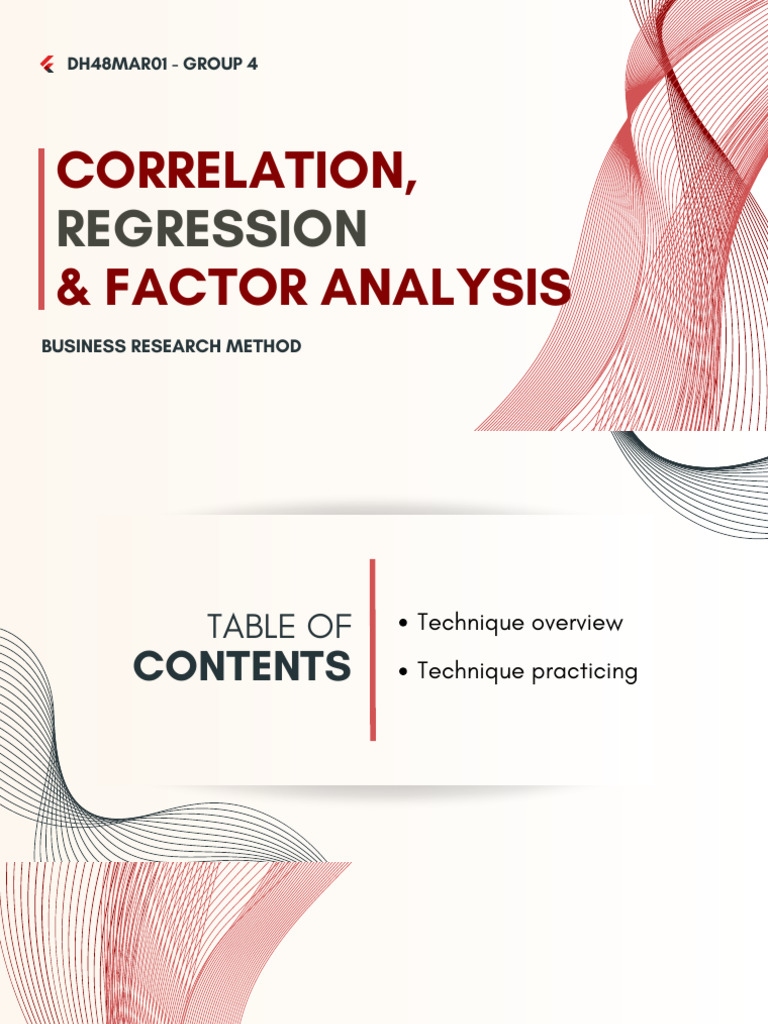 Topic 8 - Correlation, Regression Factor Analysis | PDF | Factor Analysis | Regression Analysis