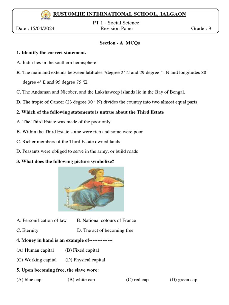 PT 1 - Grade 9 Social Science Revision Paper | PDF | La Marseillaise | Dune