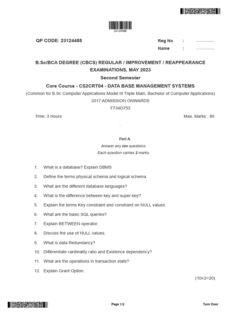 Data Base Management Systems 2023 | PDF | Databases | Relational Database