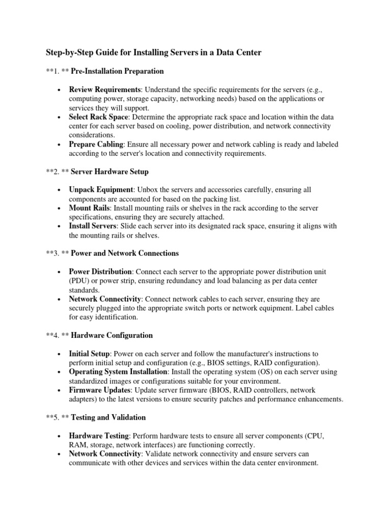 Step-by-Step Guide For Installing Servers in A Data Center | PDF | Data Center | Server (Computing)