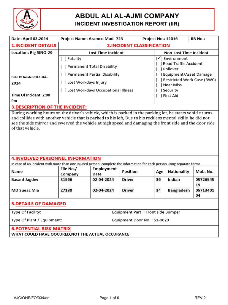02 - Accident-Incedent Report Template - Compressed | Download Free PDF ...