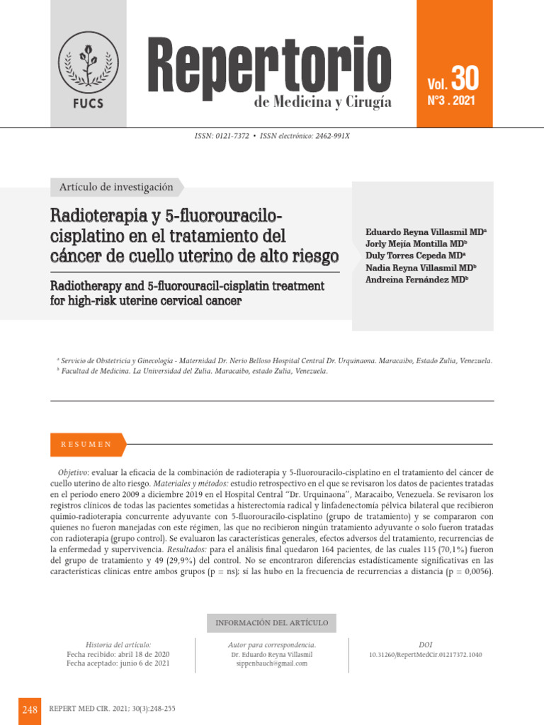 08+Art.+Inv.+Radioterapia+y+5-fluorouracilo-cisplatino+en+el+tratamiento+del+cáncer+de+cuello ...