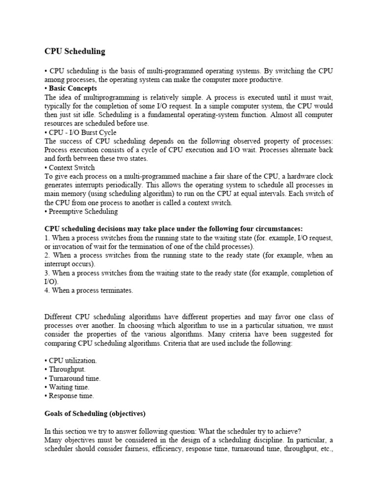 CPU Scheduling Preemptive Non Preemptive Scheduling | PDF | Scheduling (Computing) | Process ...