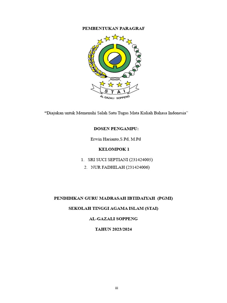 Makalah Pembentukan Paragraf | PDF | Karier & Perkembangan