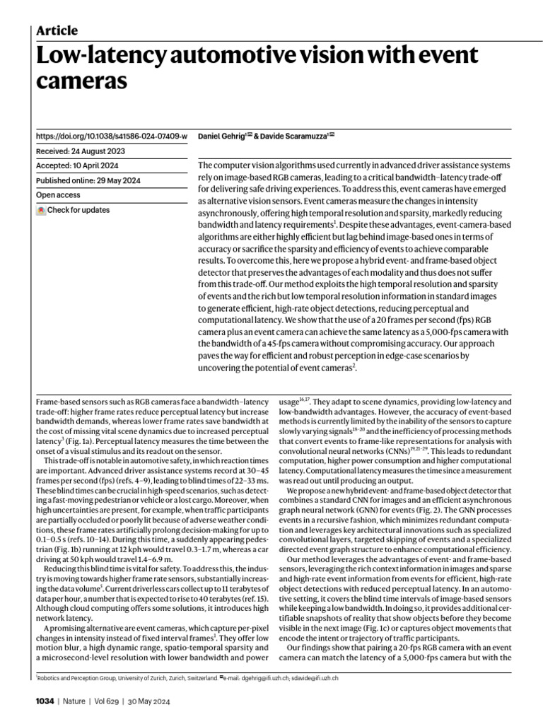 Low-Latency Automotive Vision With Event Cameras | PDF | Frame Rate | Latency (Engineering)