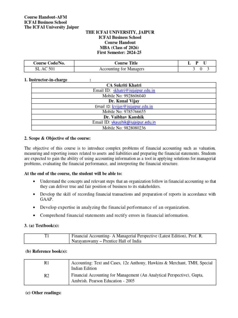 AFM Course Handout 2024 | PDF | Accounting | Financial Statement AFM Course Handout 2024 | PDF | Accounting | Financial Statement