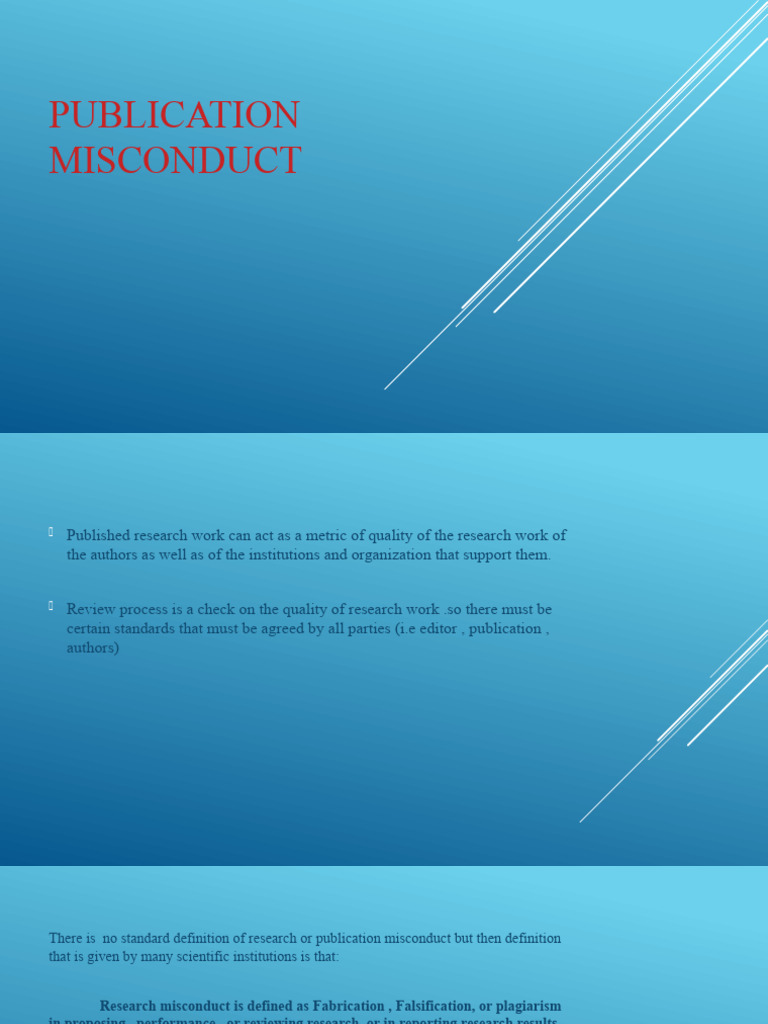 Publication Misconduct | PDF | Plagiarism | Conflict Of Interest