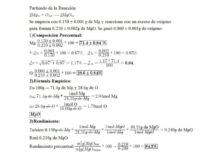 Cálculos Práctica 2 | PDF