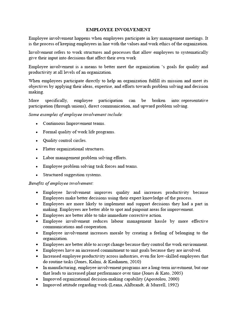 Enhancing Employee Involvement Strategies | PDF | Motivation | Motivational