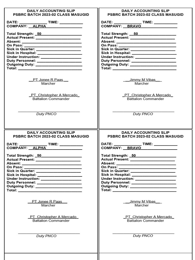 ACCOUNTING SLIP | PDF | Military