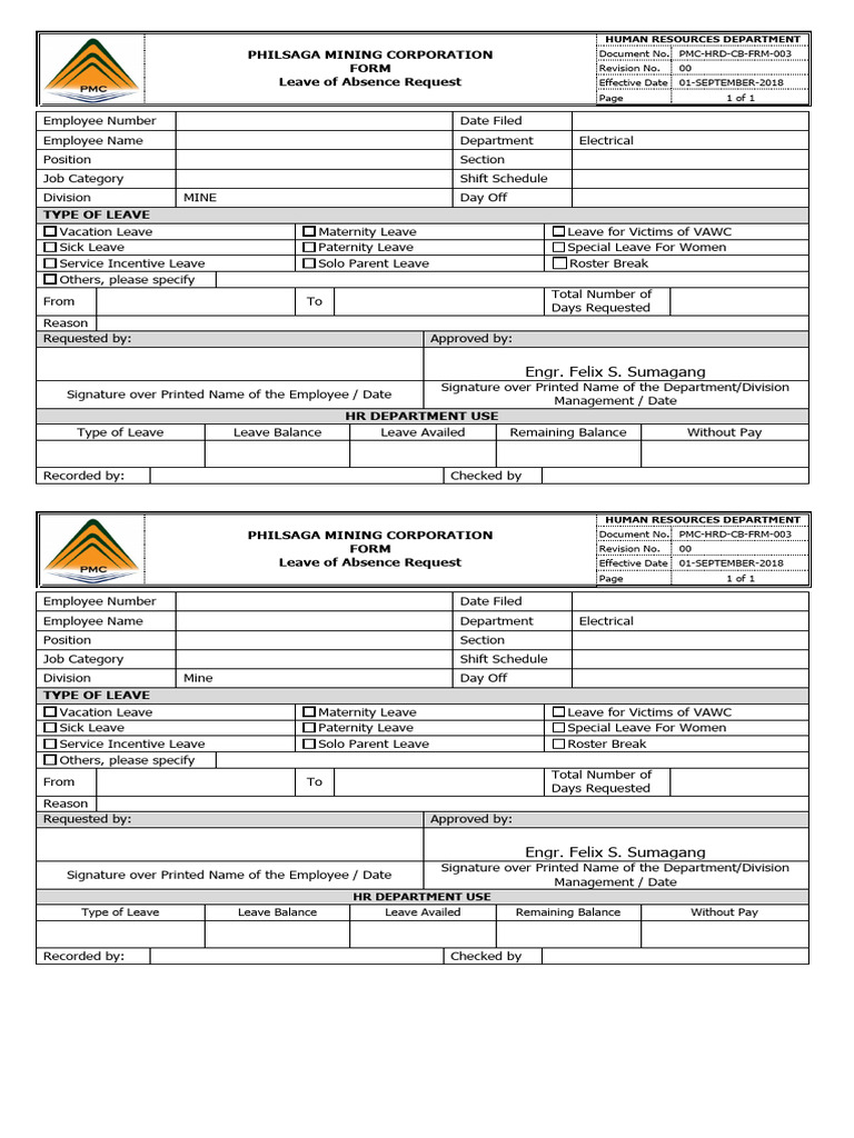 Leave of Absence Request Form-1 | PDF | Parental Leave | Human Resources