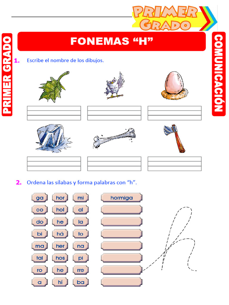 Fonema H para Primero de Primaria | PDF