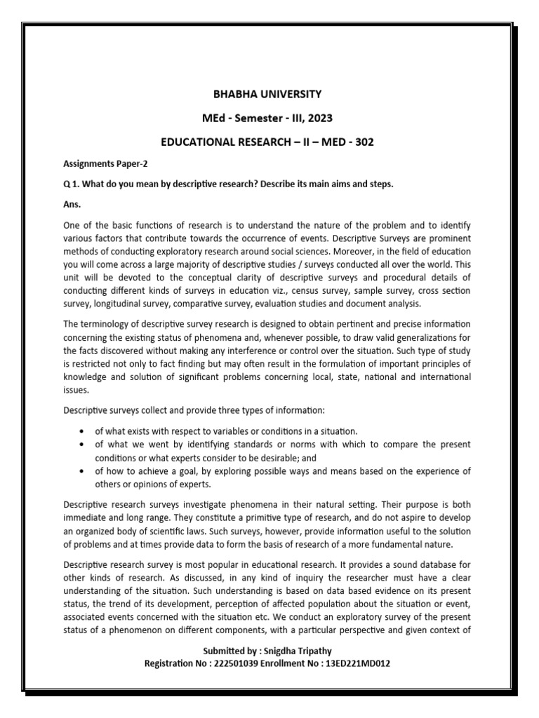 Assignment Papers 2 Semister III | PDF | Experiment | Methodology