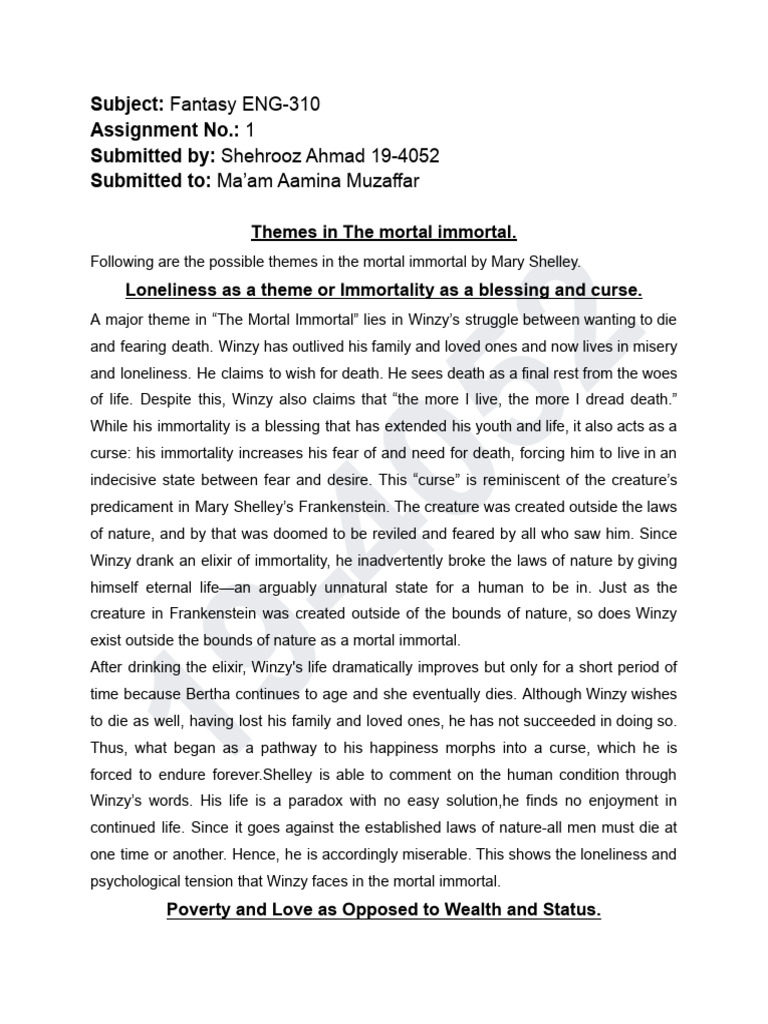 The Mortal Immortal Theme | PDF