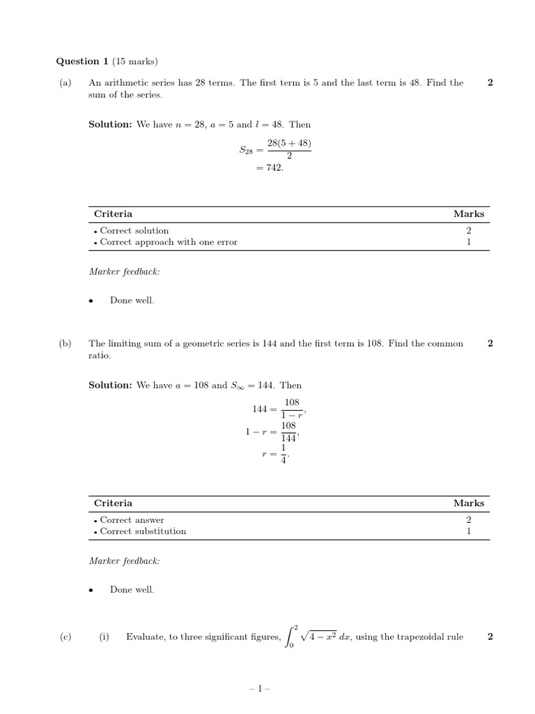 2023 Y12 Maths Advanced Task 2 Solutions | PDF | Area | Mathematical ...