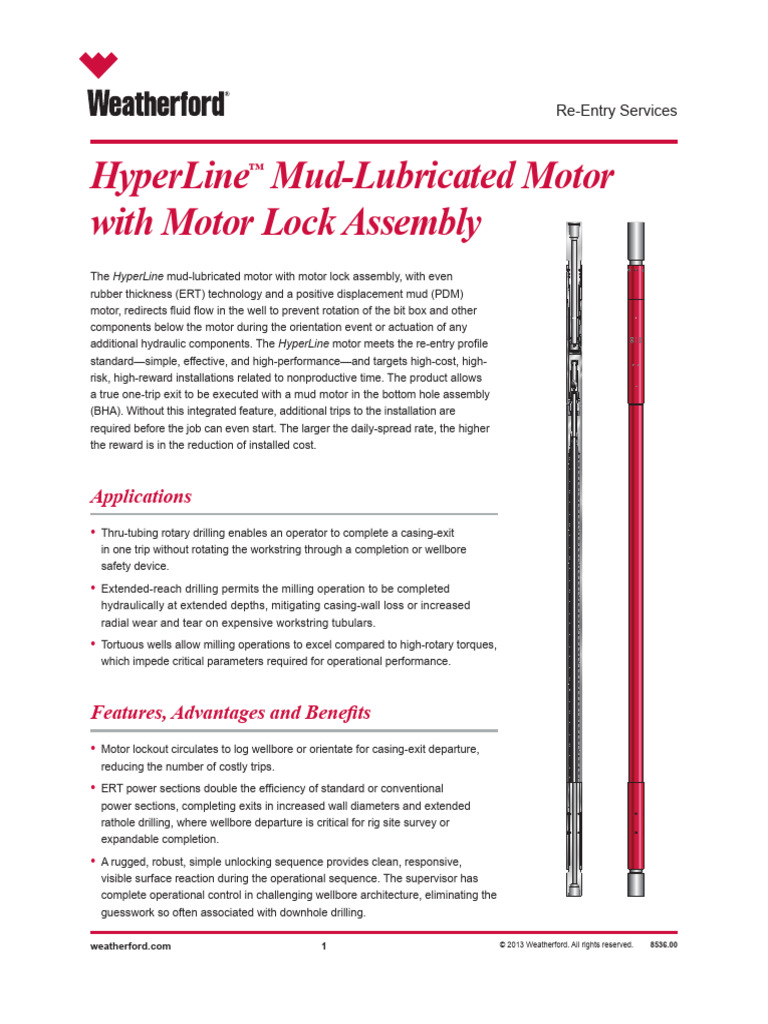 Hyperline Mud Lubricated Motor With Motor Lock Assembly | PDF | Pump | Manufactured Goods