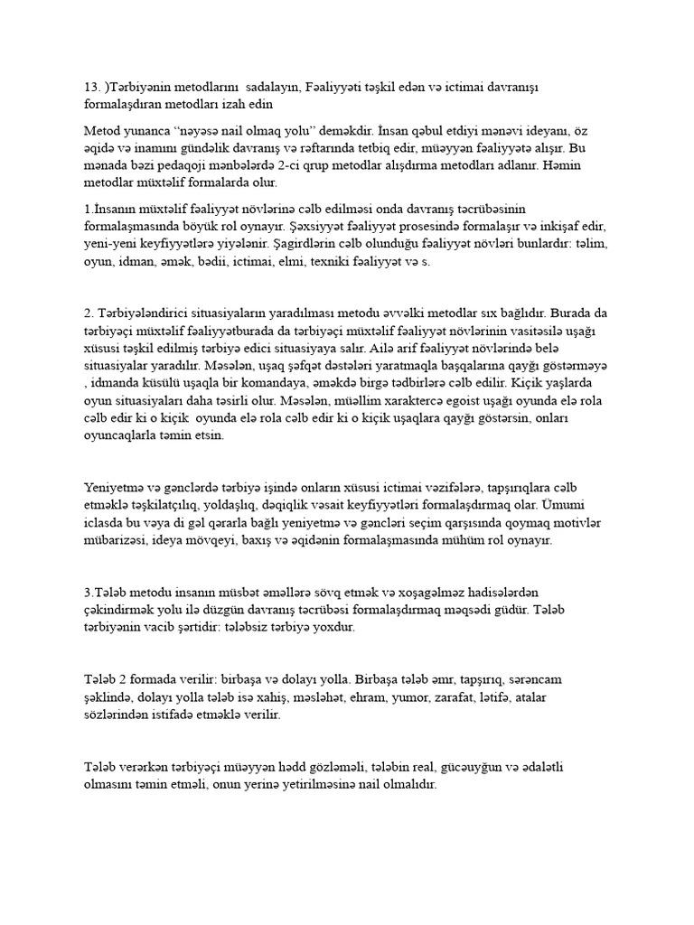 Pedaqogika 13-Cü Sual | PDF