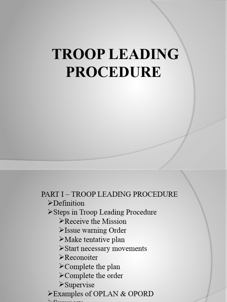 4.2.3 Troop Leading Procedures | PDF | Reconnaissance | Military