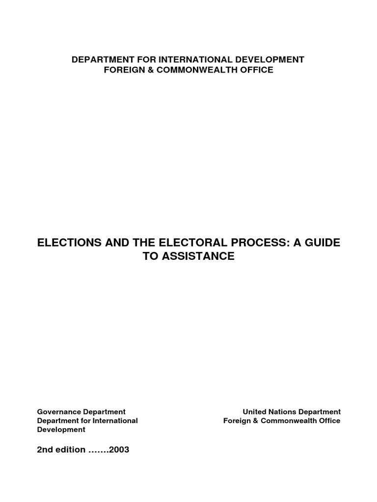 Elections and The Electoral Process - A Guide To Electoral Assistance ...