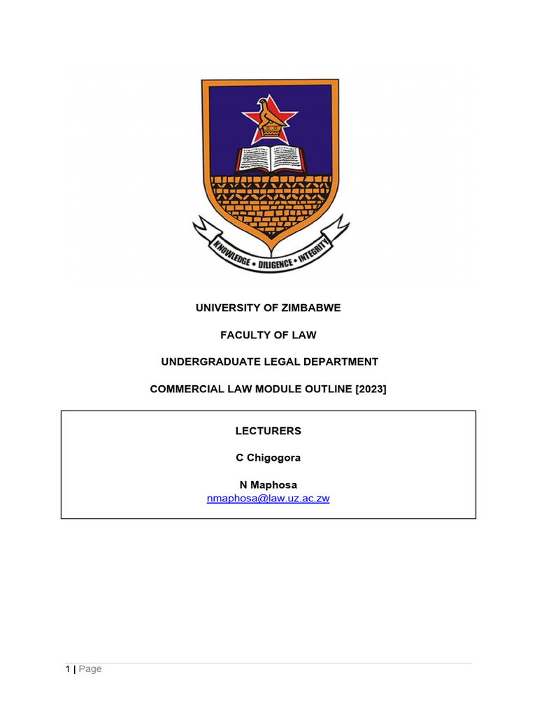 Commercial Law Module Outline 2023 | PDF | Educational Technology | Lease