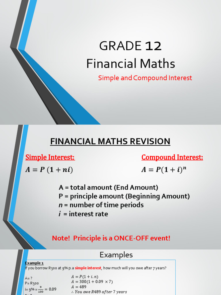 Ws Financial-Maths Simple-And-Compound 19 5 20 gr12 | PDF | Interest ...