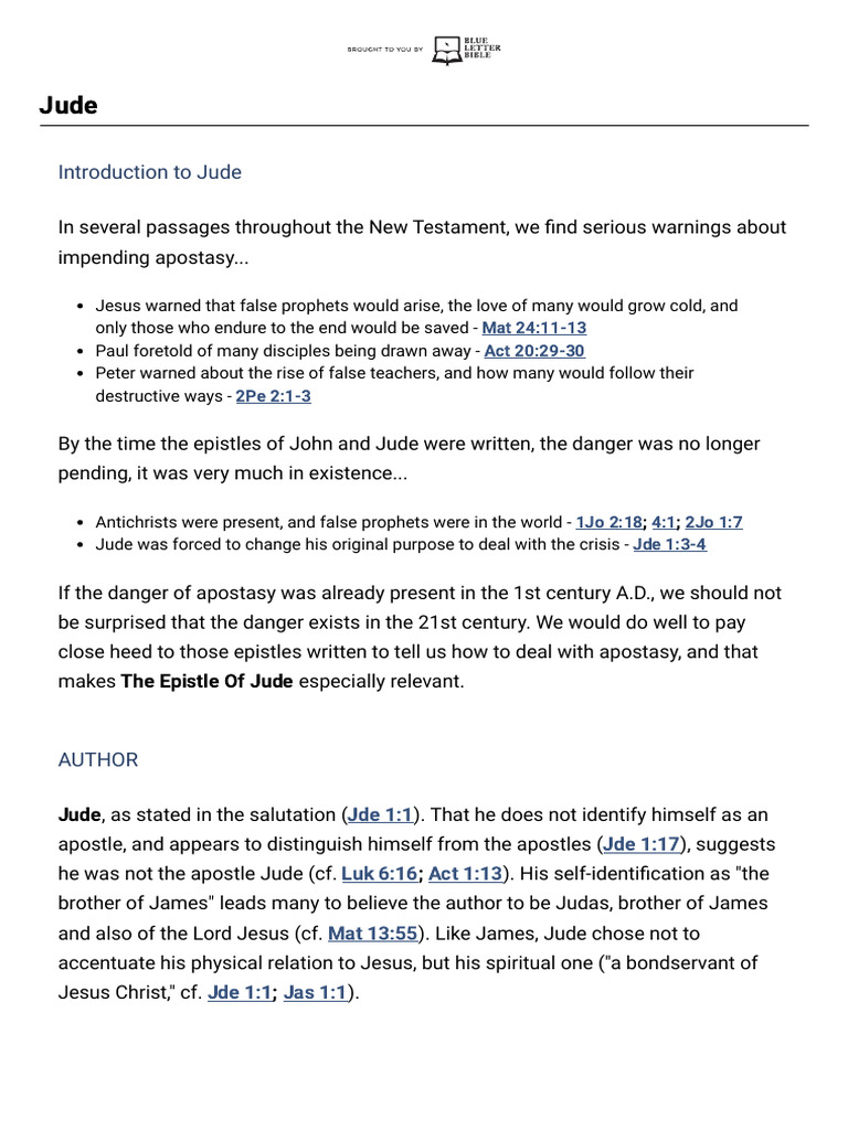 Jude: Apostasy and Faith Defense | PDF | Epistle Of Jude | Saint Peter