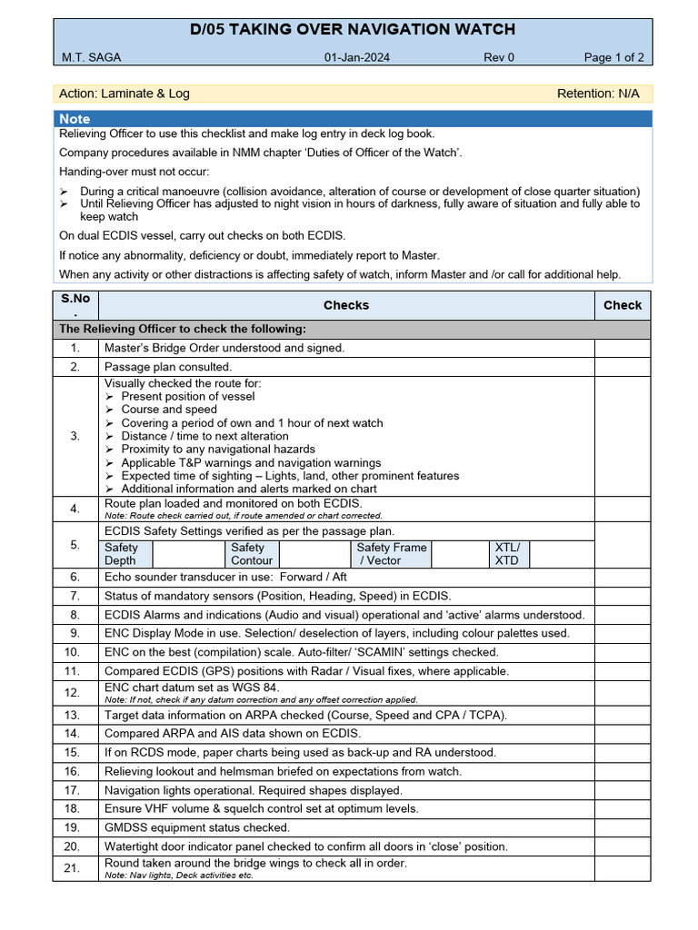 D-05 Taking over Navigation Watch | Download Free PDF | Navigation ...