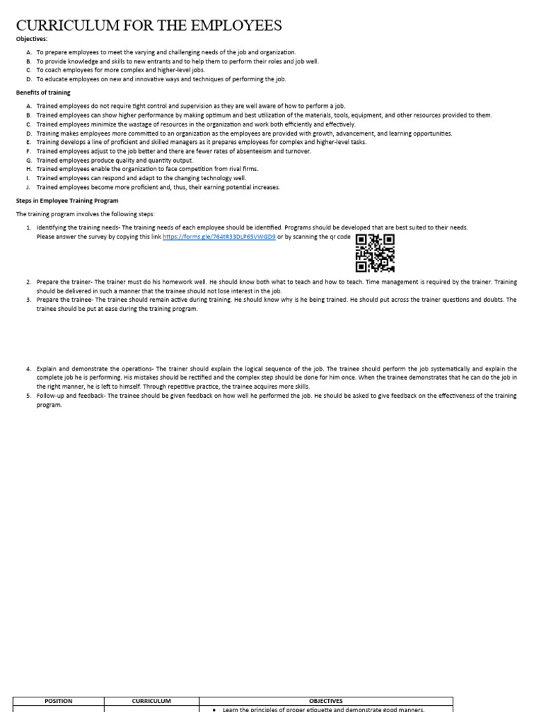 Training Program | PDF | Employment | Behavior Modification