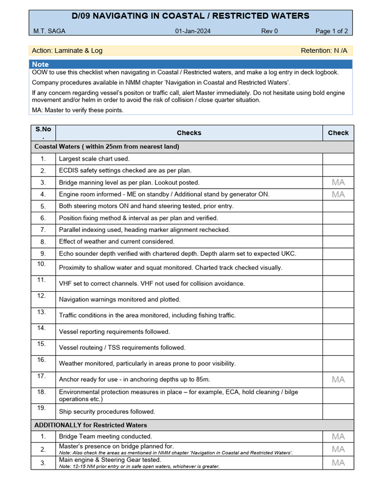 D-09 Navigating in Coastal Restricted Waters | PDF | Navigation