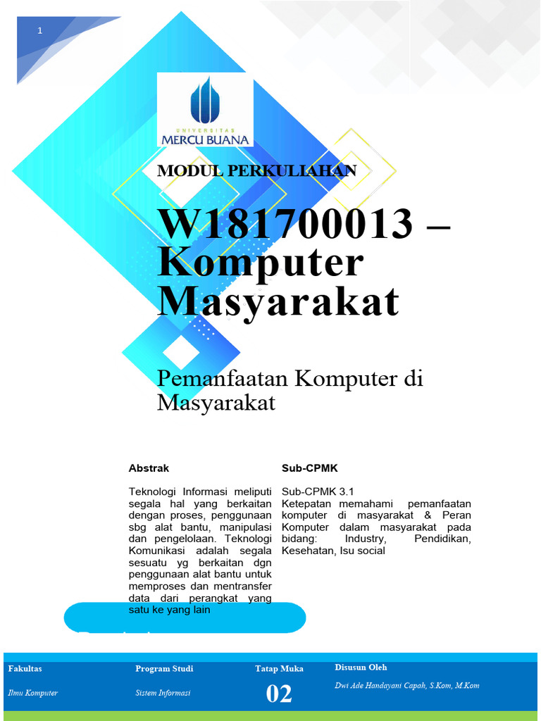 Peran Komputer dalam Masyarakat Modern | PDF