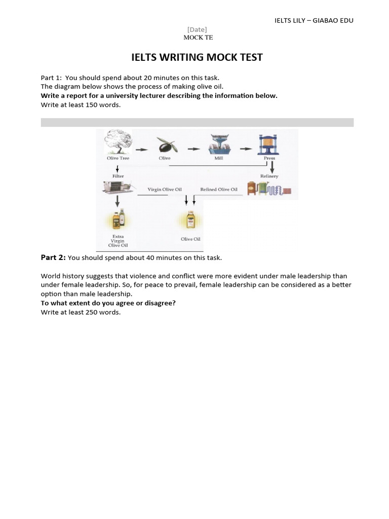 Ielts Writing Mock Test | PDF