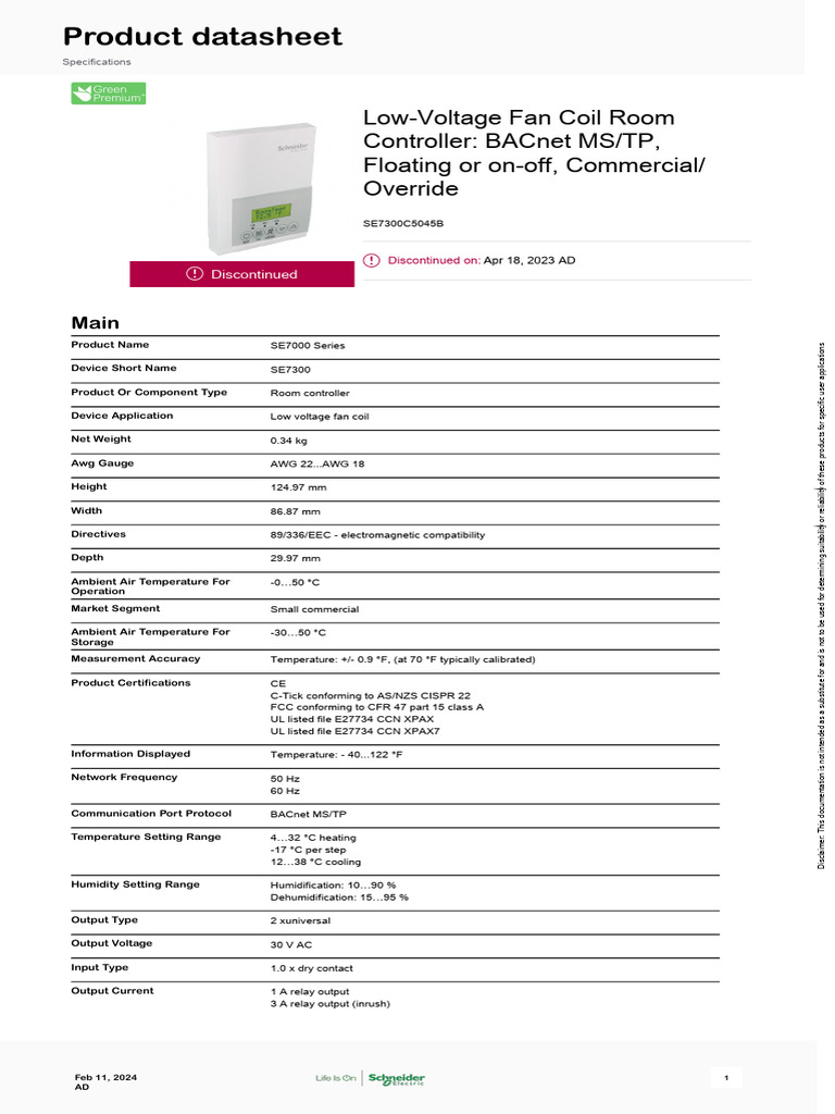 Schneider Electric - SpaceLogic-SE8000 - SE7300C5045B | PDF | Relay ...