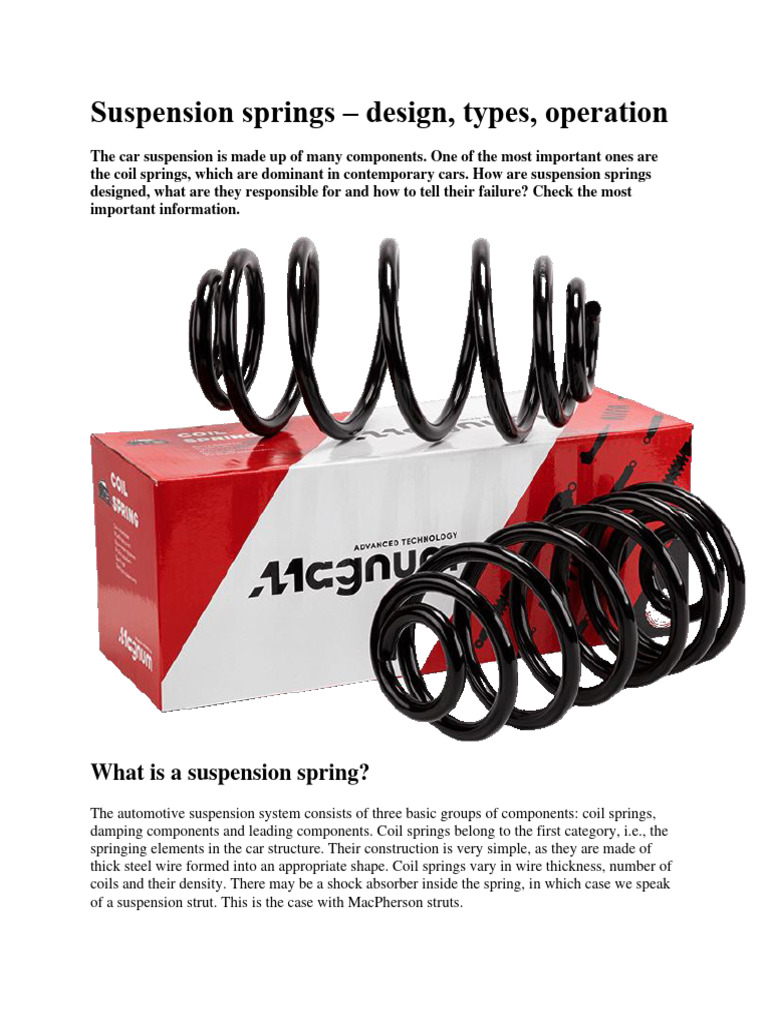 Understanding Suspension Springs in Cars | PDF | Motor Vehicle ...