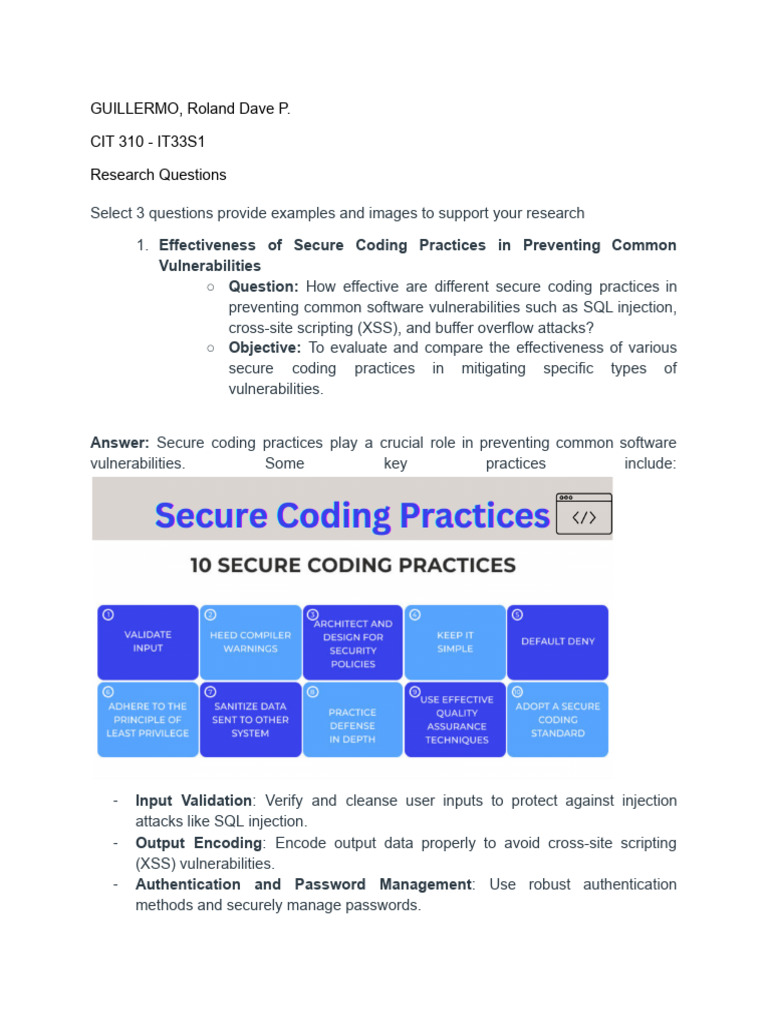 GUILLERMO - Secure Coding Practices and Vulnerability | PDF | Security ...