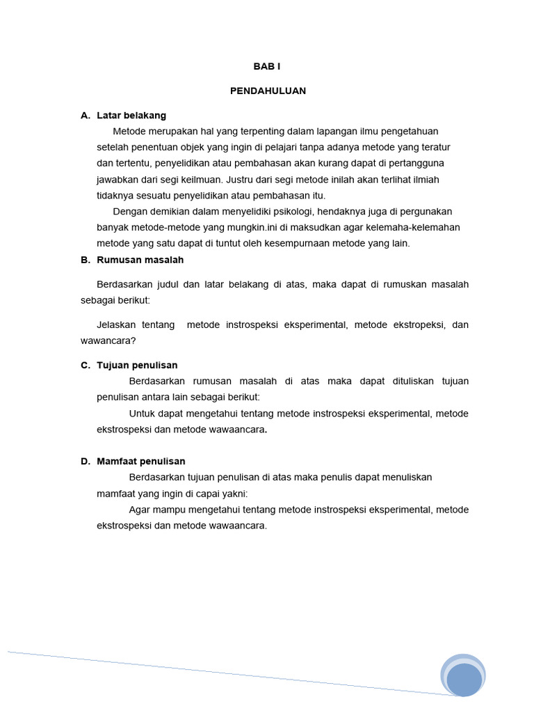 Metode Instropeksi Eksperimental | PDF