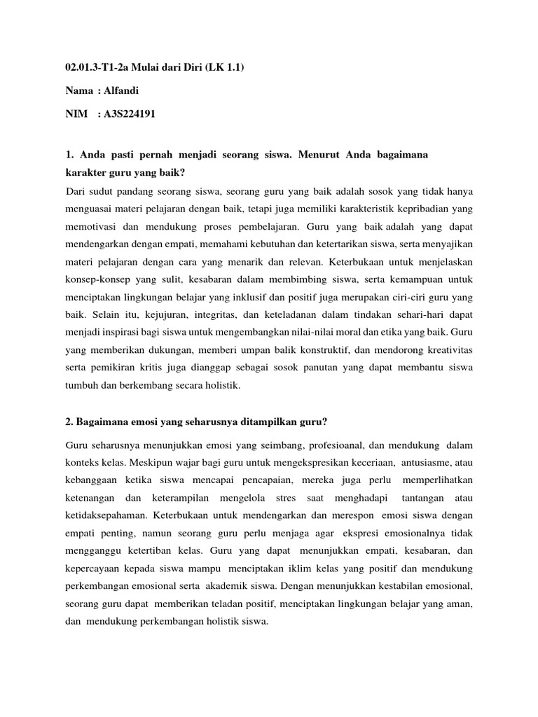 Topik 1 - Mulai Dari Diri (2) - Pse - Alfandi | PDF | Karier & Perkembangan | Pengembangan Diri