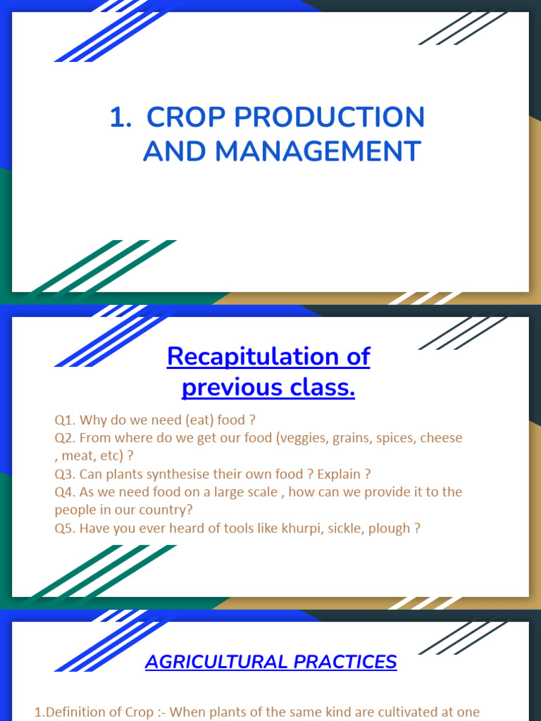 Crop Production Ppt Gif S Pdf Soil Fertilizer