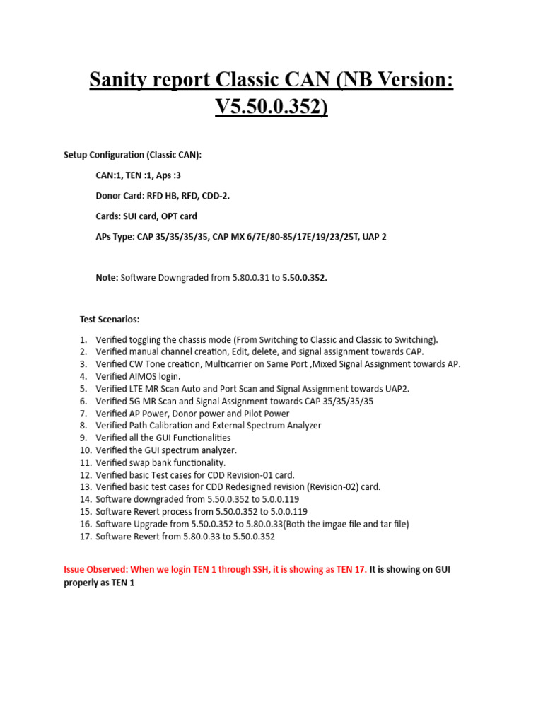 Sanity Report Classic CAN | Download Free PDF | Lte (Telecommunication) | Software