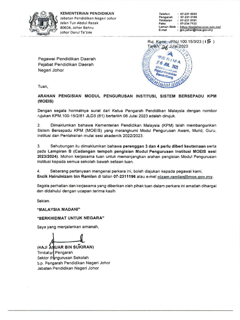 Surat SPBT 26 Julai 2023 | PDF