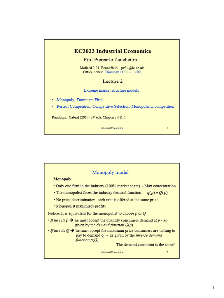 Lecture 2-4 | PDF | Monopoly | Profit (Economics)