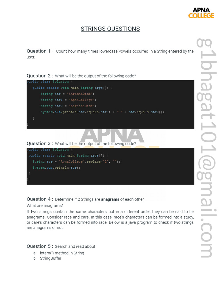 Strings Questions | PDF