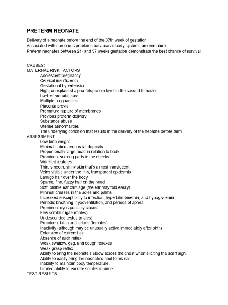 Preterm Neonate | PDF | Preterm Birth | Pregnancy Preterm Neonate | PDF | Preterm Birth | Pregnancy