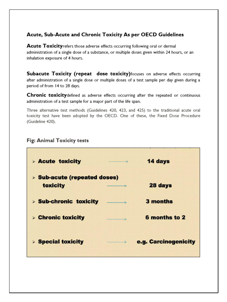 Acute Subacute Chronic Oral Inhalational Toxicity | PDF | Toxicity ...